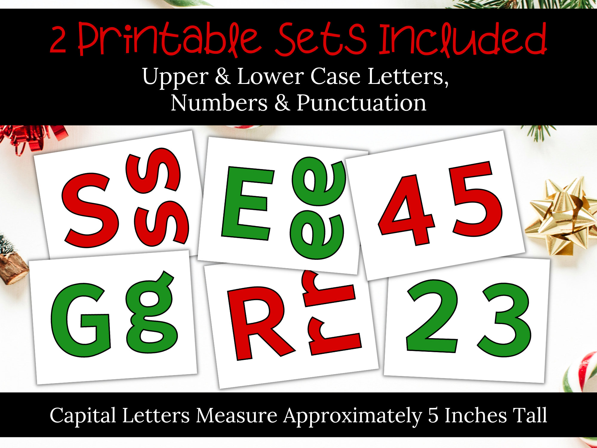 Red & Green Bulletin Board Letter Sets Printable Classroom Sign Letters ...