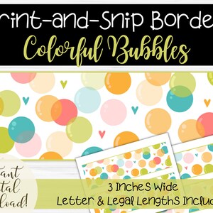 Colorful Bubbles Bulletin Board Border: Printable Classroom Decor ...