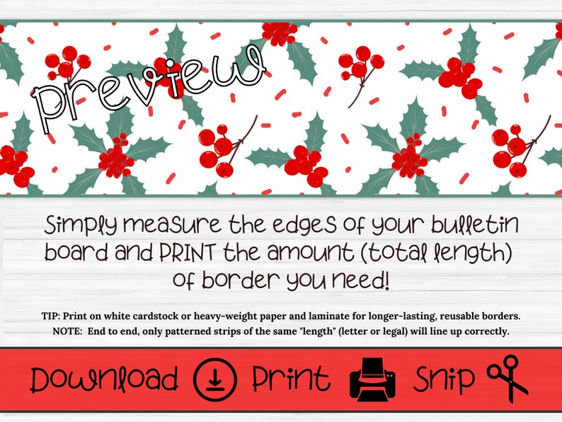 Holly Berry Bulletin Board Border: Christmas Classroom Printable ...