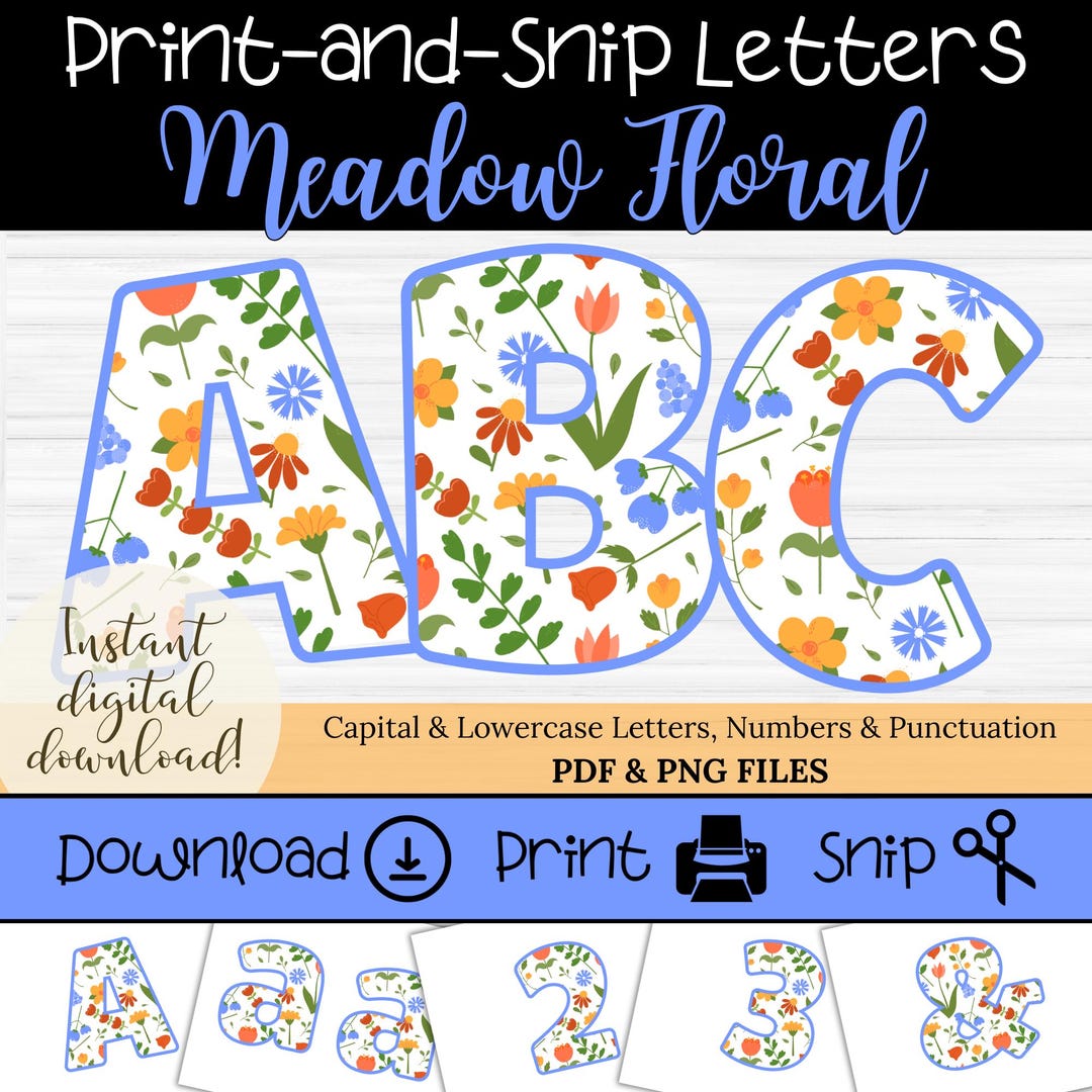 Meadow Floral Bulletin Board Letters: Spring Classroom Decor (PDF & PNG ...