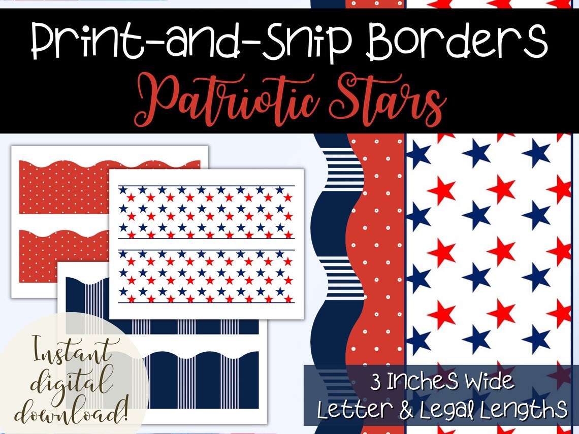 Patriotic Stars Printable Border for Bulletin Boards Trim for - Etsy