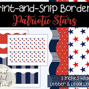 Patriotic Stars Printable Border for Bulletin Boards, Trim for DIY ...