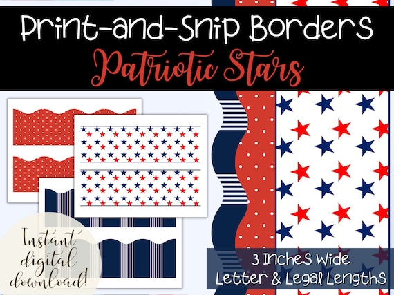 Patriotic Stars Printable Border for Bulletin Boards Trim for - Etsy