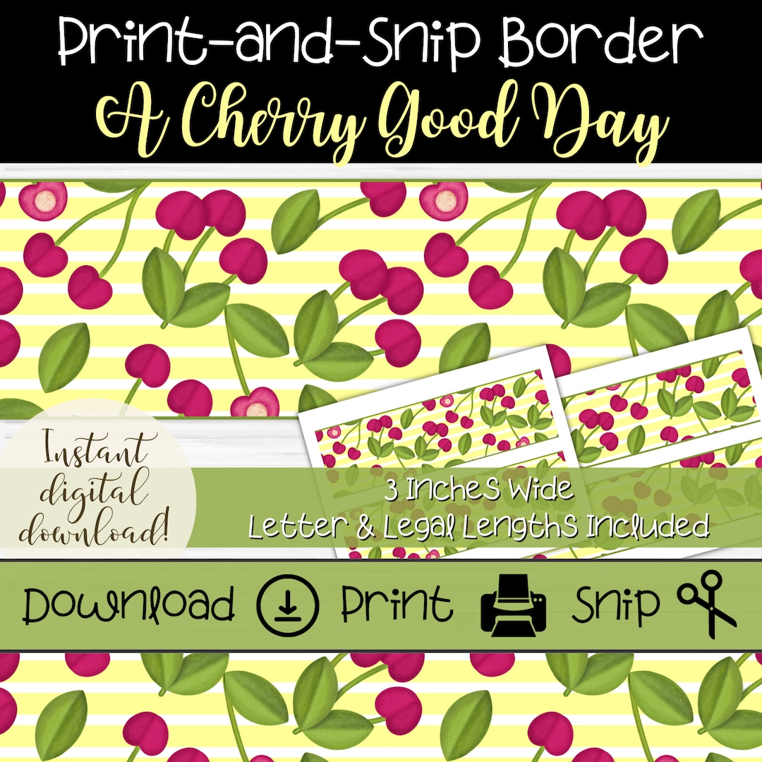 Bulletin Board Border | Cherry Theme | Red & Yellow Classroom Decor ...