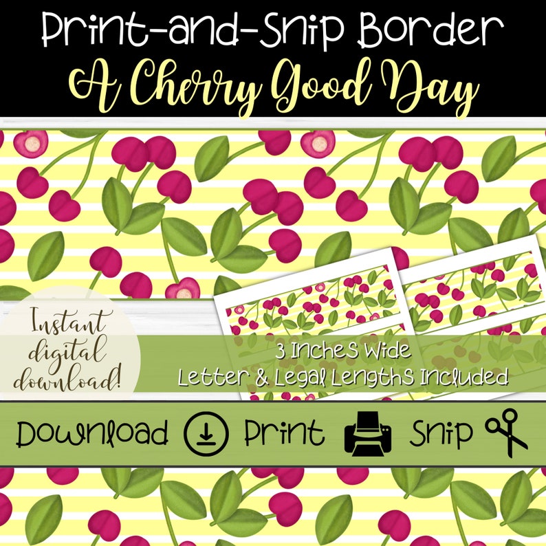 Cherry Bulletin Board Border: Red & Yellow Classroom Decor (digital ...