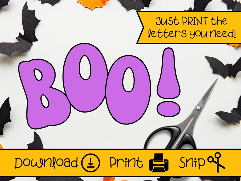 Spooky Halloween Bubble Letter Set Large Printable Bulletin - Etsy