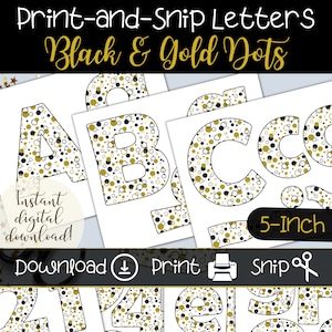 Bulletin Board Letter Set | Black & Gold Theme | Printable Letters ...