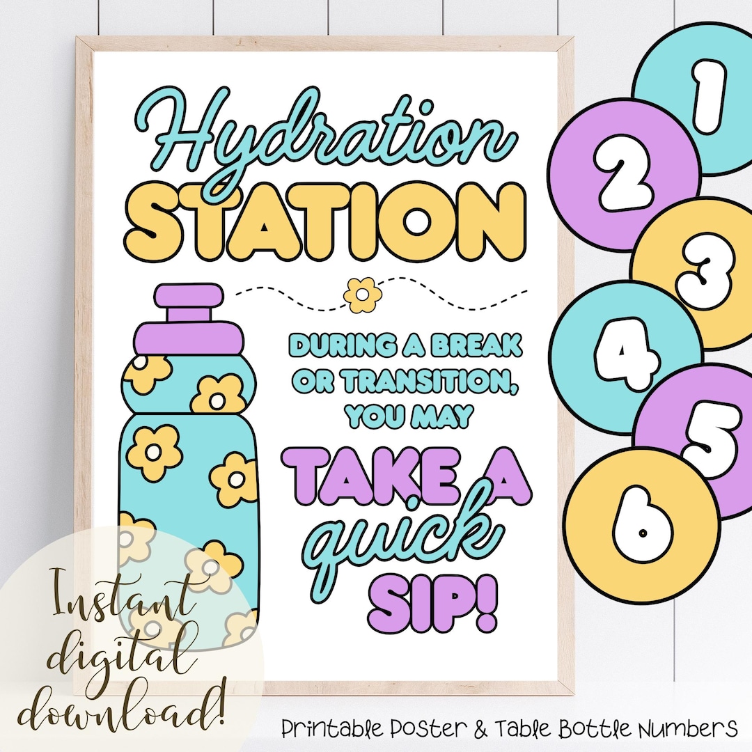 Classroom Hydration Station Poster & Number Set (digital Download) - Etsy