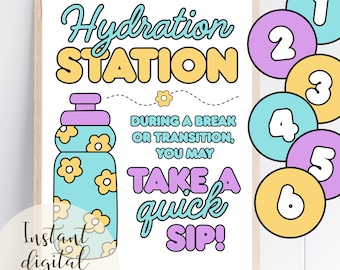 Classroom Hydration Station Poster Set: Water Bottle Labels ...