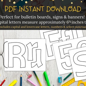 Big Printable Bulletin Board Letters for Teacher's Classroom, DIY Signs ...