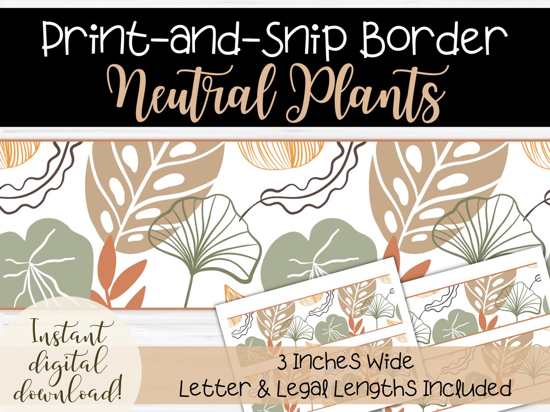 Neutral Boho Plants Bulletin Board Border Strips Printable - Etsy