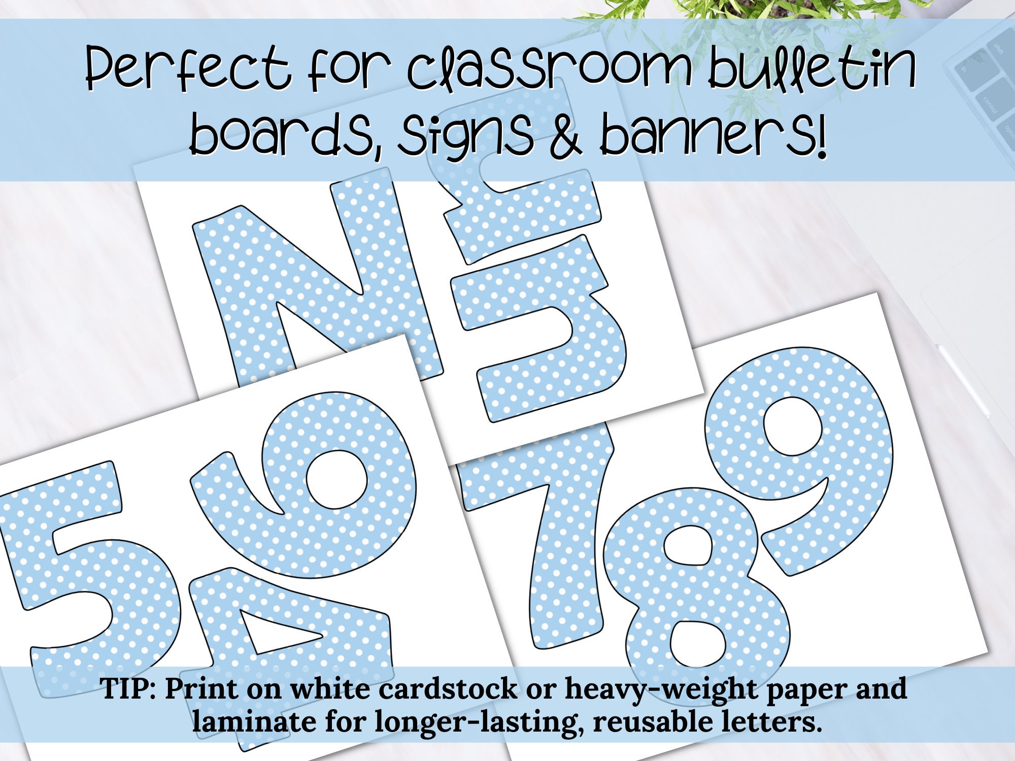 Printable Classroom Bulletin Board Letter Set for Teachers Light Blue ...