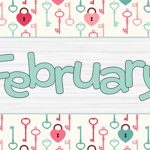 Printable Valentine Lock and Key Bulletin Board Border and Seafoam ...