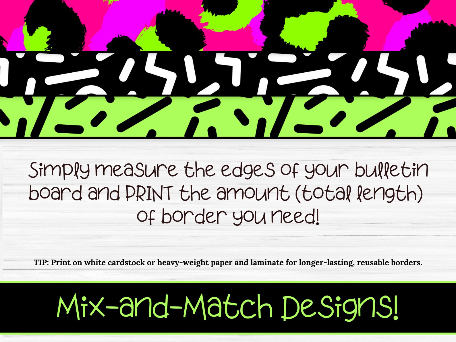 Retro Neon Border Strips for Classroom Bulletin Board Printable ...