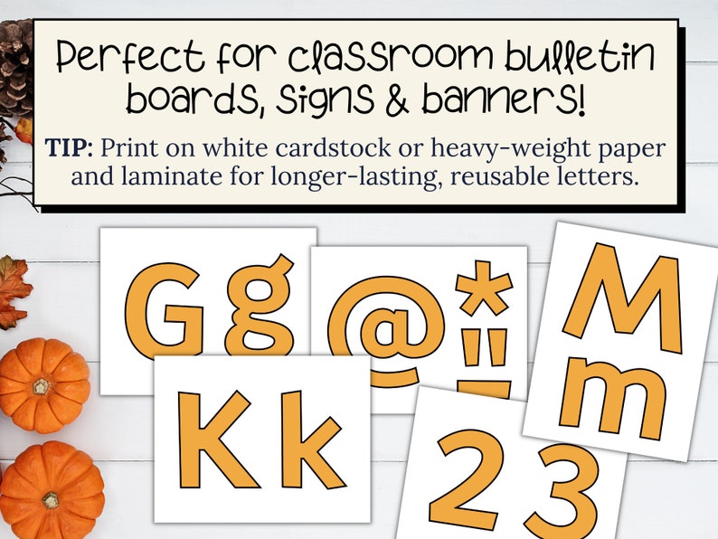 Orange Bulletin Board Letters Printable Letter Set for Classroom 5 Inch ...
