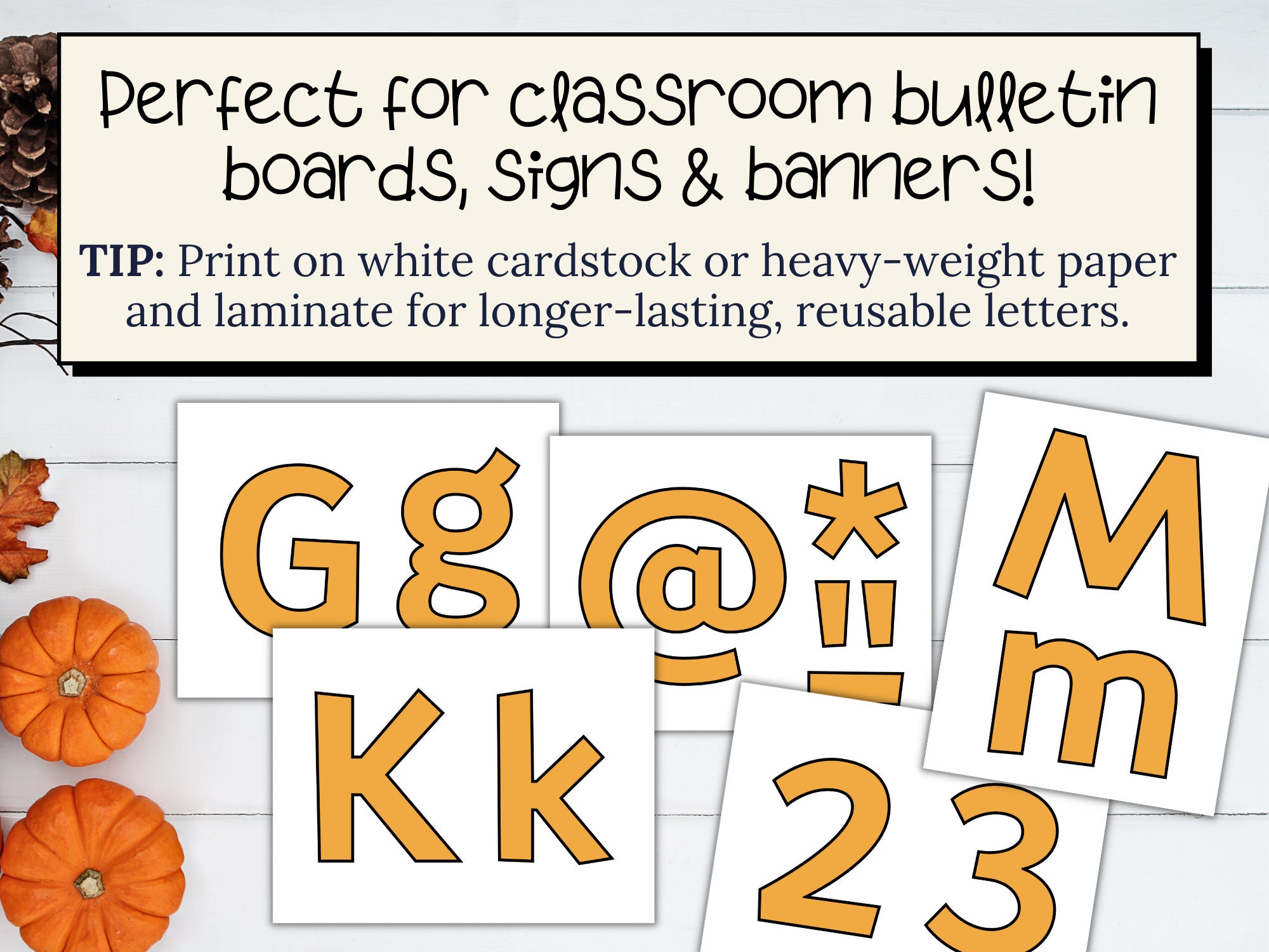 Orange Bulletin Board Letters Printable Letter Set for Classroom 5 Inch ...