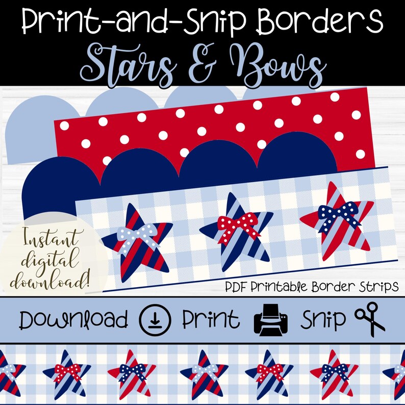 Patriotic Bulletin Board Borders Red, White & Blue Bows Printable ...