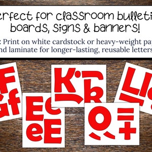 Bright Red Bulletin Board Letters | Printable Red Letter Set | 5 Inch ...