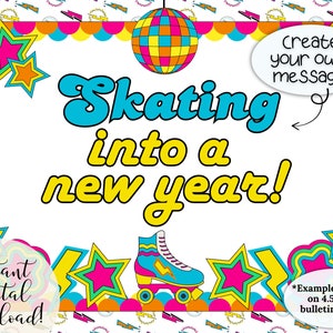 Retro Bulletin Board Kit | Disco Ball & Roller Skate | Printable Back ...