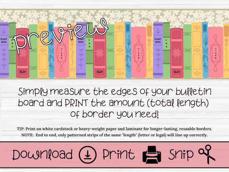 Book Lovers Bulletin Board Border Printable Trim (Instant Download) - Etsy