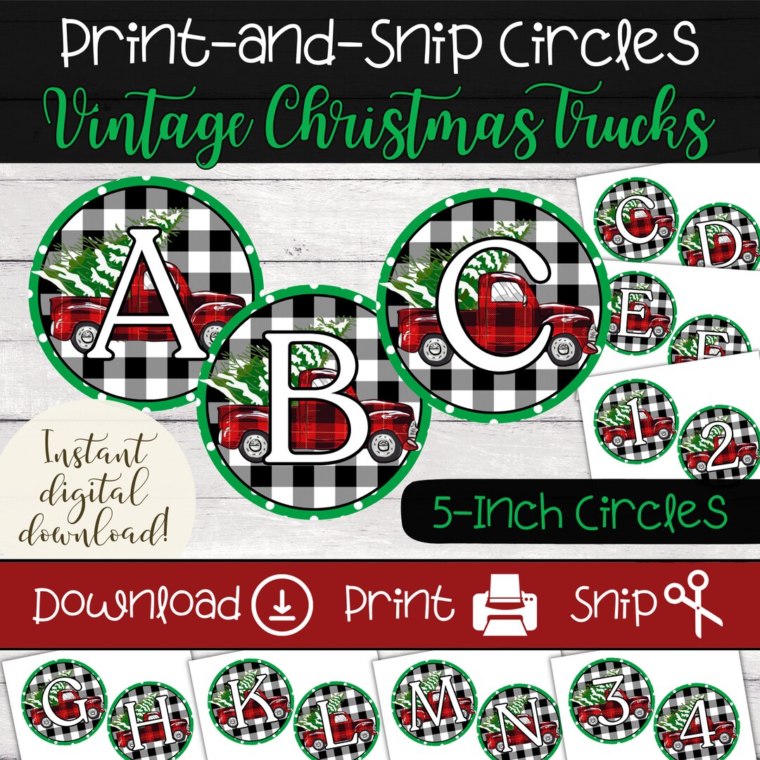 Vintage Red Truck Christmas Alphabet: Printable Bulletin Board Letters ...