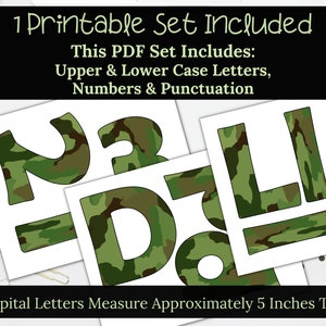 Printable Green Camouflage Pattern 5 Inch Bulletin Board Letter Set for ...