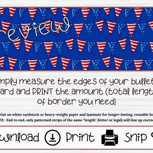 Printable Patriotic Bulletin Board Border and Trim for July 4th Party ...