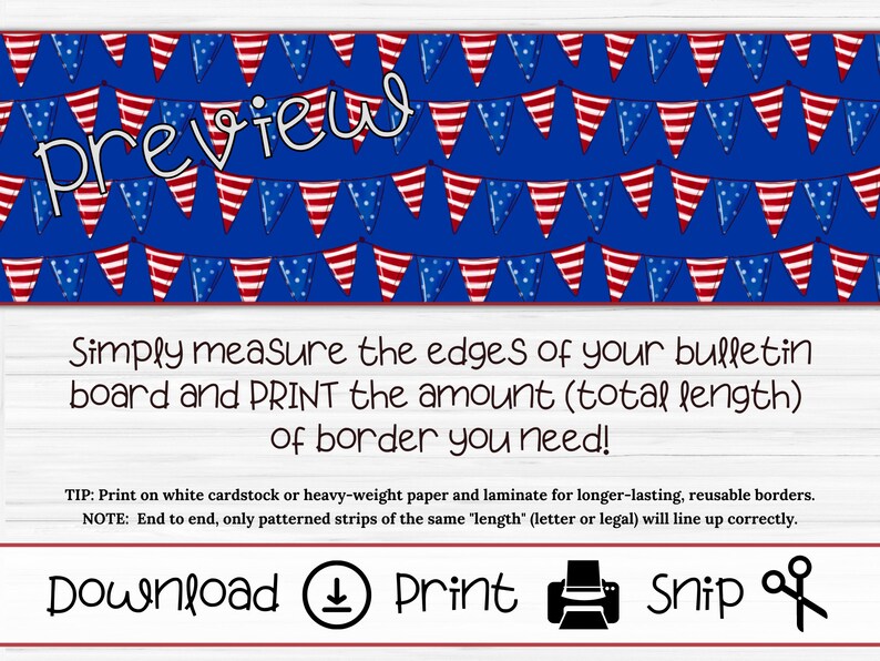 Printable Patriotic Bulletin Board Border and Trim for July - Etsy