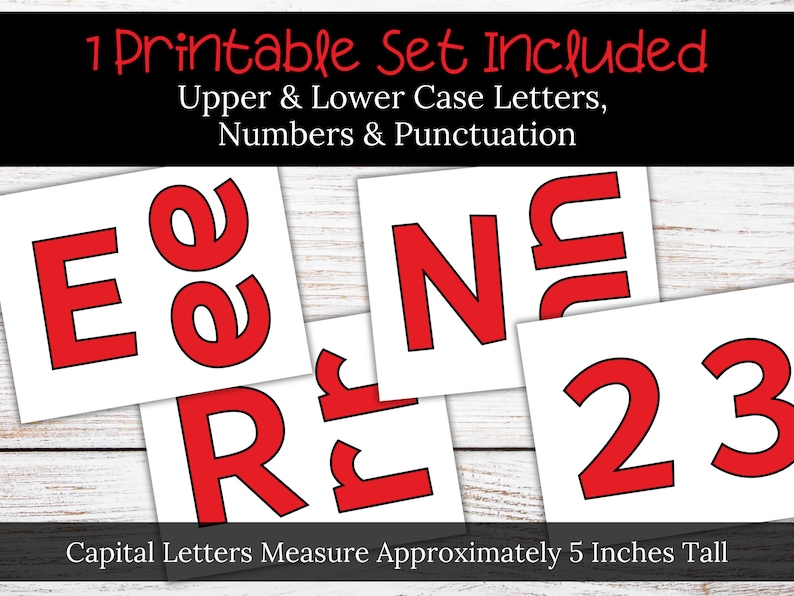 Candy Apple Red Bulletin Board Letters, Printable 5-inch Block Alphabet ...
