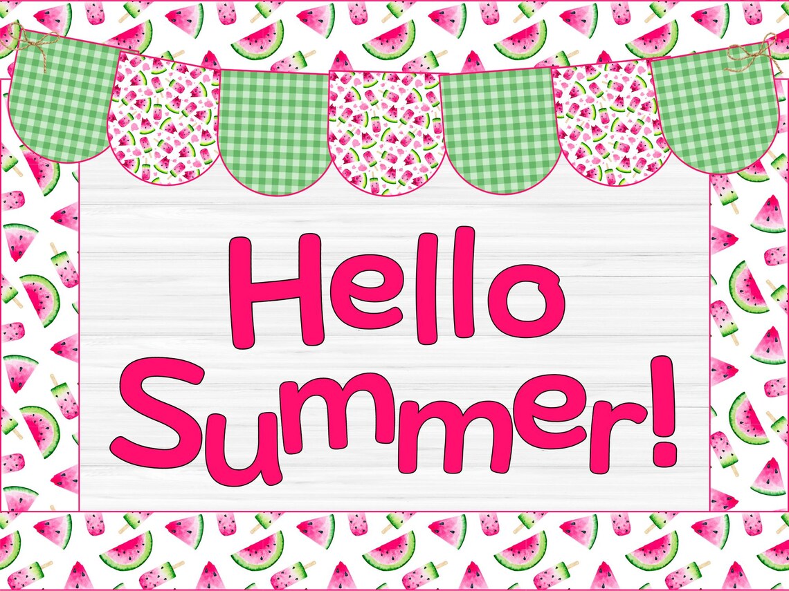Watermelon Bulletin Board Set: Printable Letters, Border & Bunting ...