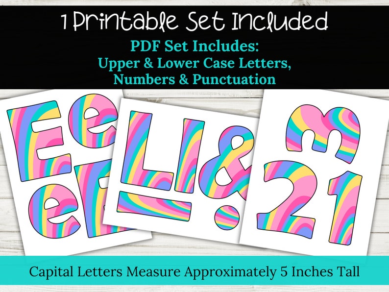 Rainbow Bulletin Board Letters Printable Letter Set for Teachers Party ...