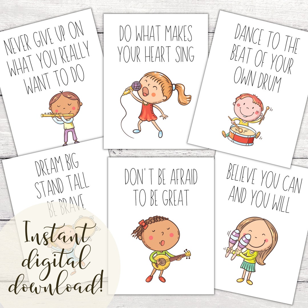 Musical Kids Poster Prints: Classroom Decor, Music Quotes (digital ...
