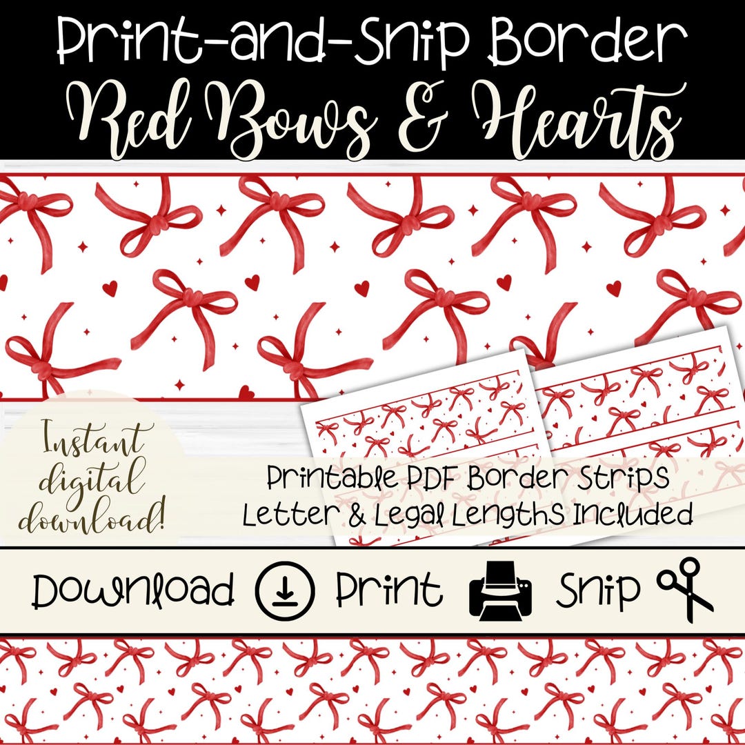 Bow Themed Bulletin Board Border Printable Border Strips for Teachers ...