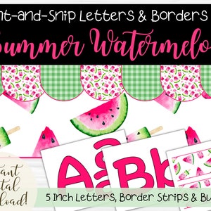 Watermelon Bulletin Board Set Printable Letters Bunting - Etsy