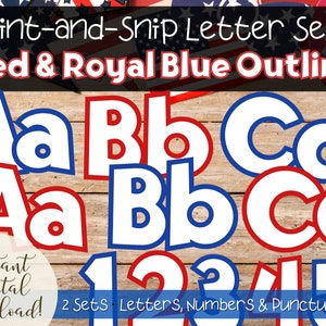 Red & Royal Blue Thick Outlined Bulletin Board Letter Sets | Printable ...