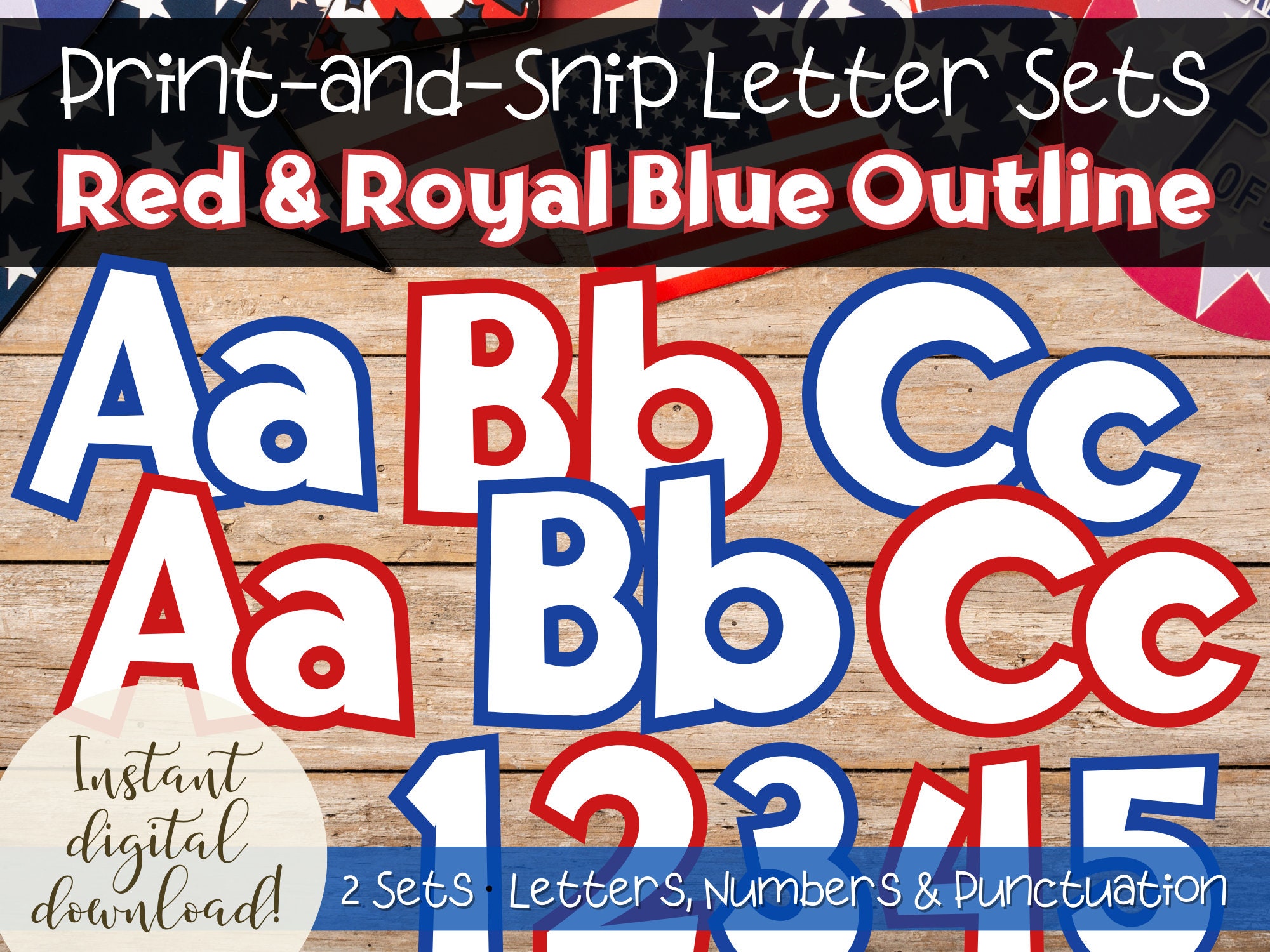 Red & Royal Blue Thick Outlined Bulletin Board Letter Sets - Etsy
