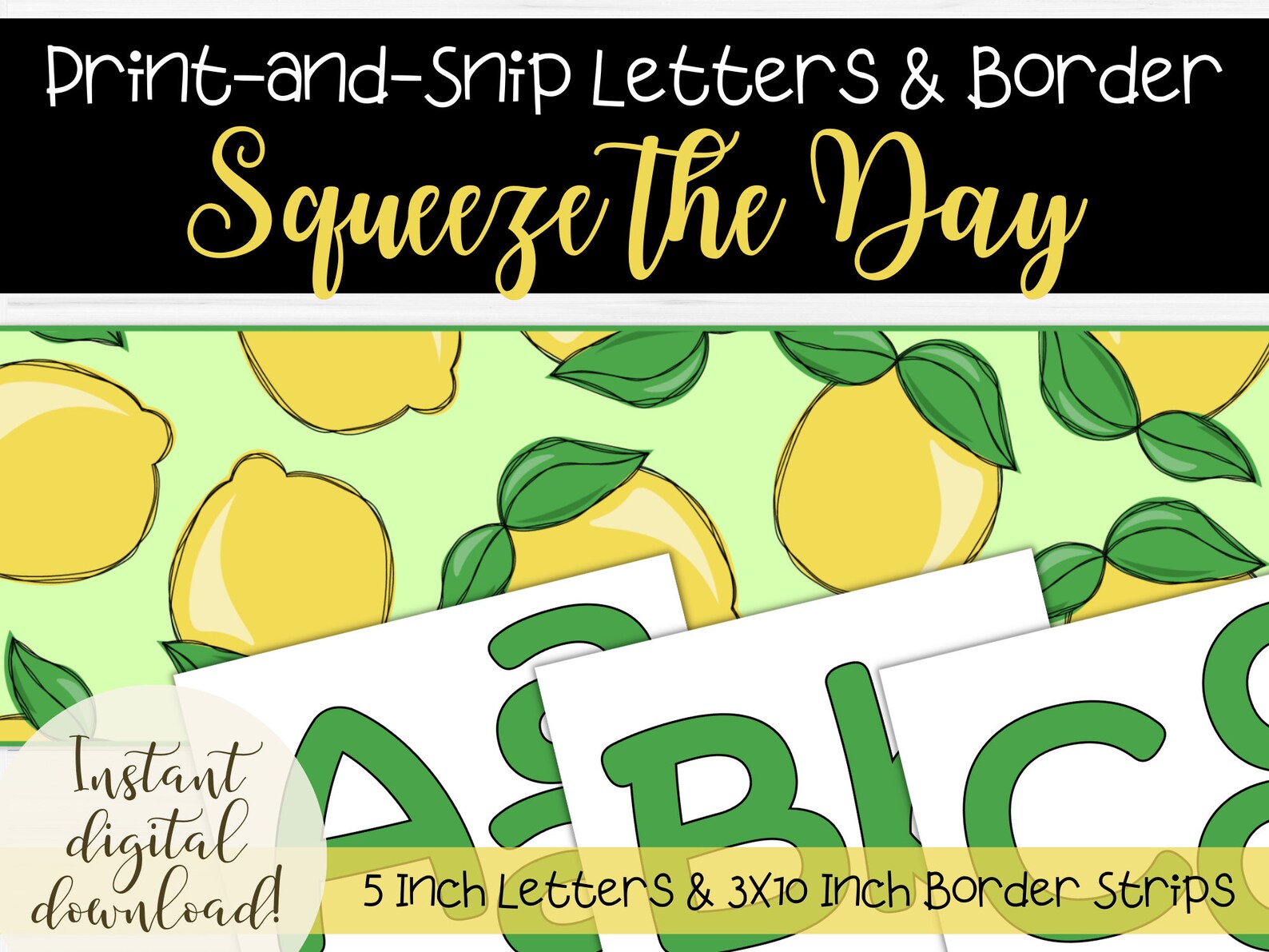 Printable Bulletin Board Letters and Border Set Squeeze the - Etsy