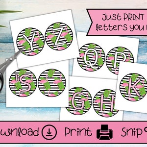 Printable Pink Flamingo Circle Letter Sets for Classroom Bulletin ...
