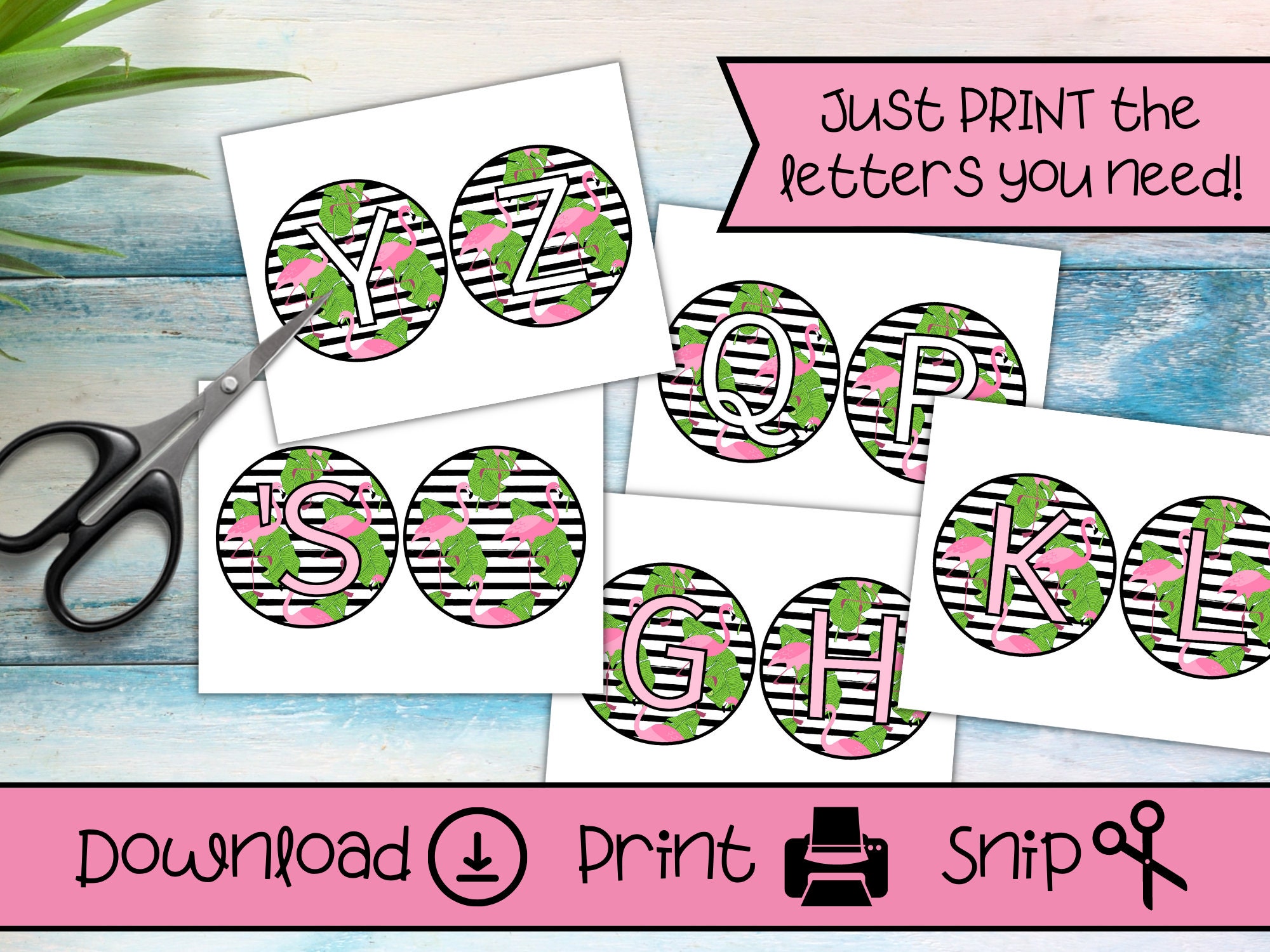 Printable Pink Flamingo Circle Letter Sets for Classroom Bulletin ...