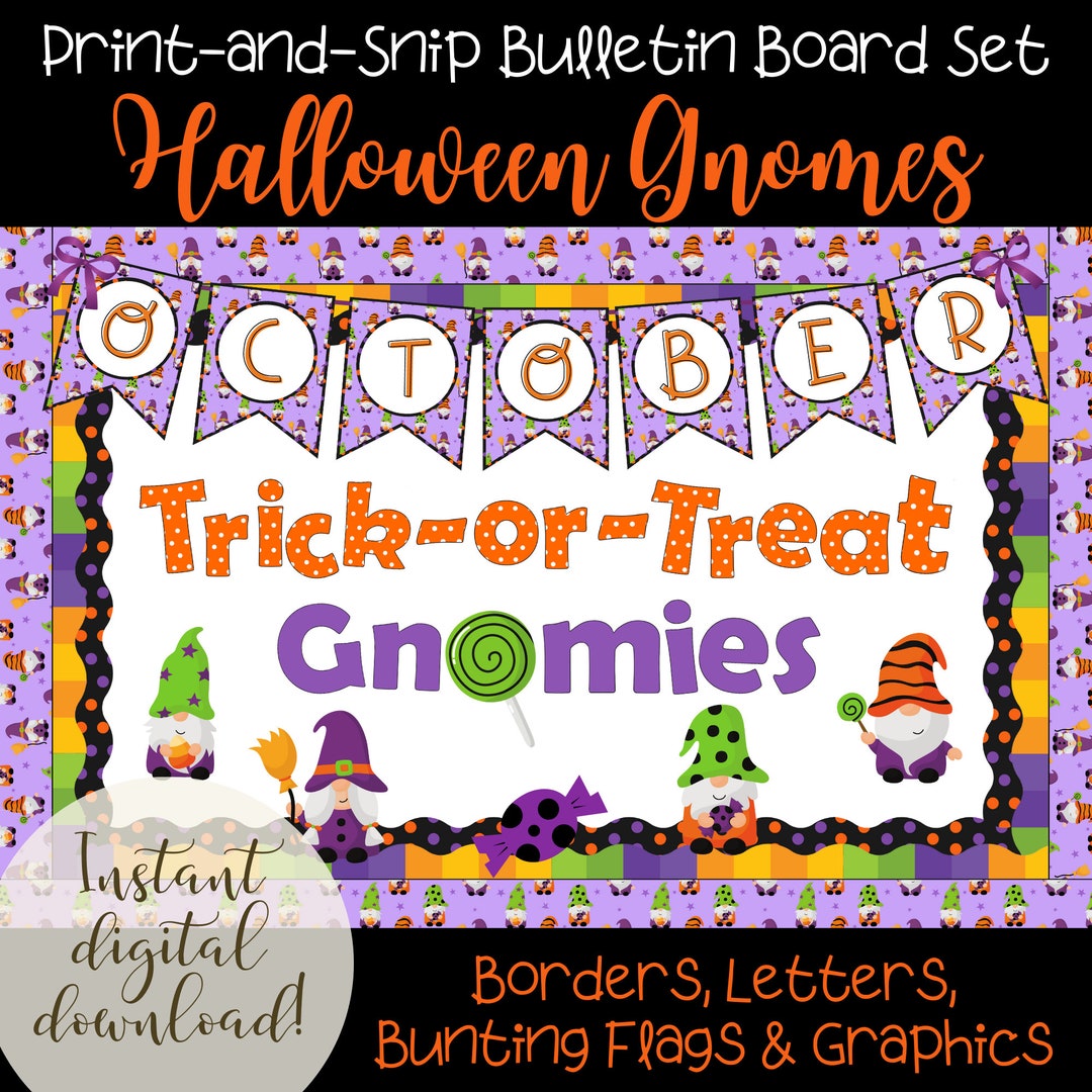 Printable Halloween Gnomes Bulletin Board Set for Teachers and Holiday ...