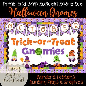 Printable Halloween Gnomes Bulletin Board Set for Teachers and Holiday ...