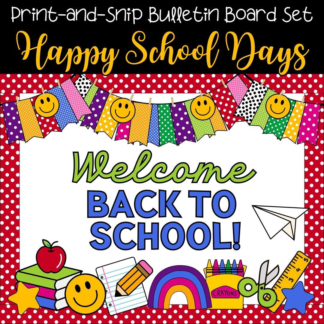 Back to School Bulletin Board Kit | Yellow Happy Face Theme | School ...