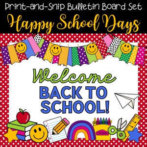 Back to School Bulletin Board Kit | Yellow Happy Face Theme | School ...