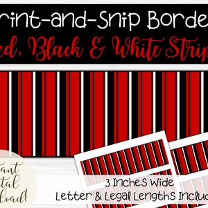 Bulletin Board Border Strips | Red, Black & White Striped Trim ...