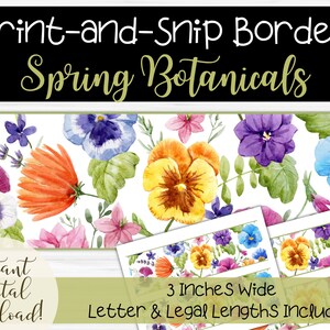 Printable Bulletin Board Border in Spring Garden Botanicals Print ...