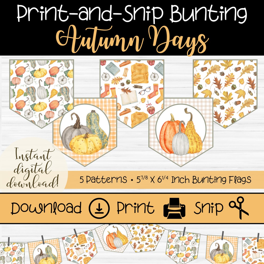 Autumn Bunting Banner Flags | Printable Bunting for Classroom | Fall ...
