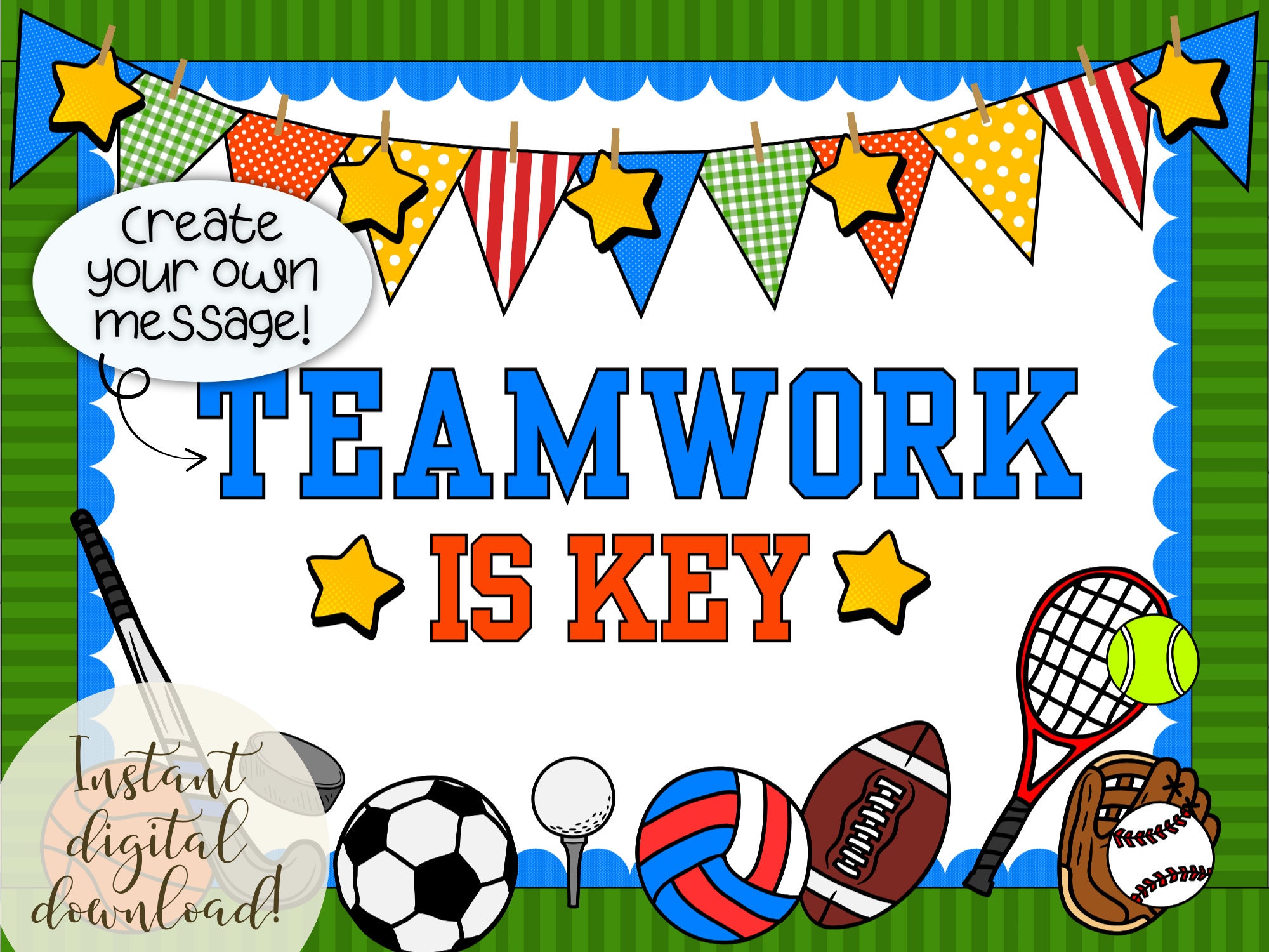 Sports Teamwork Bulletin Board Kit | Classroom Decor (printable) - Etsy