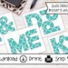 Printable Turquoise Letter Set With White Quatrefoil Pattern for DIY ...