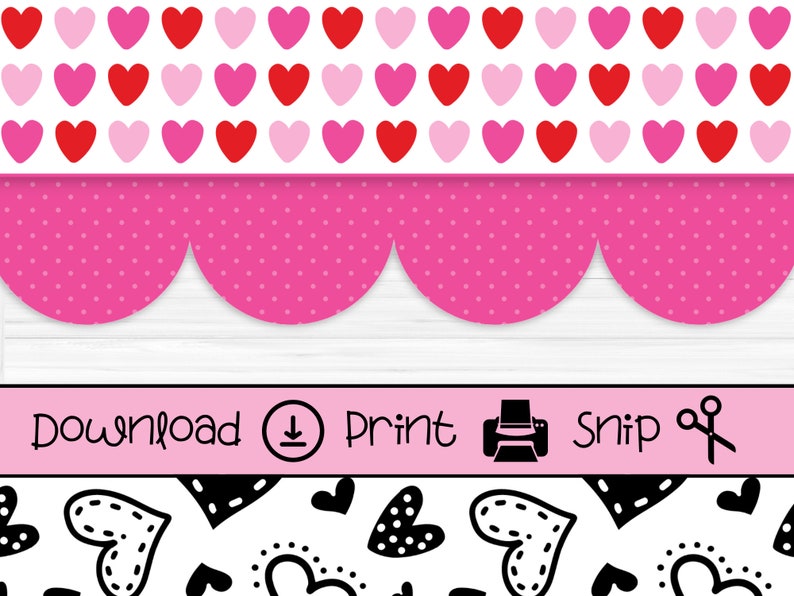Pink & Red Valentine Bulletin Board Borders Printable Valentine's Day ...