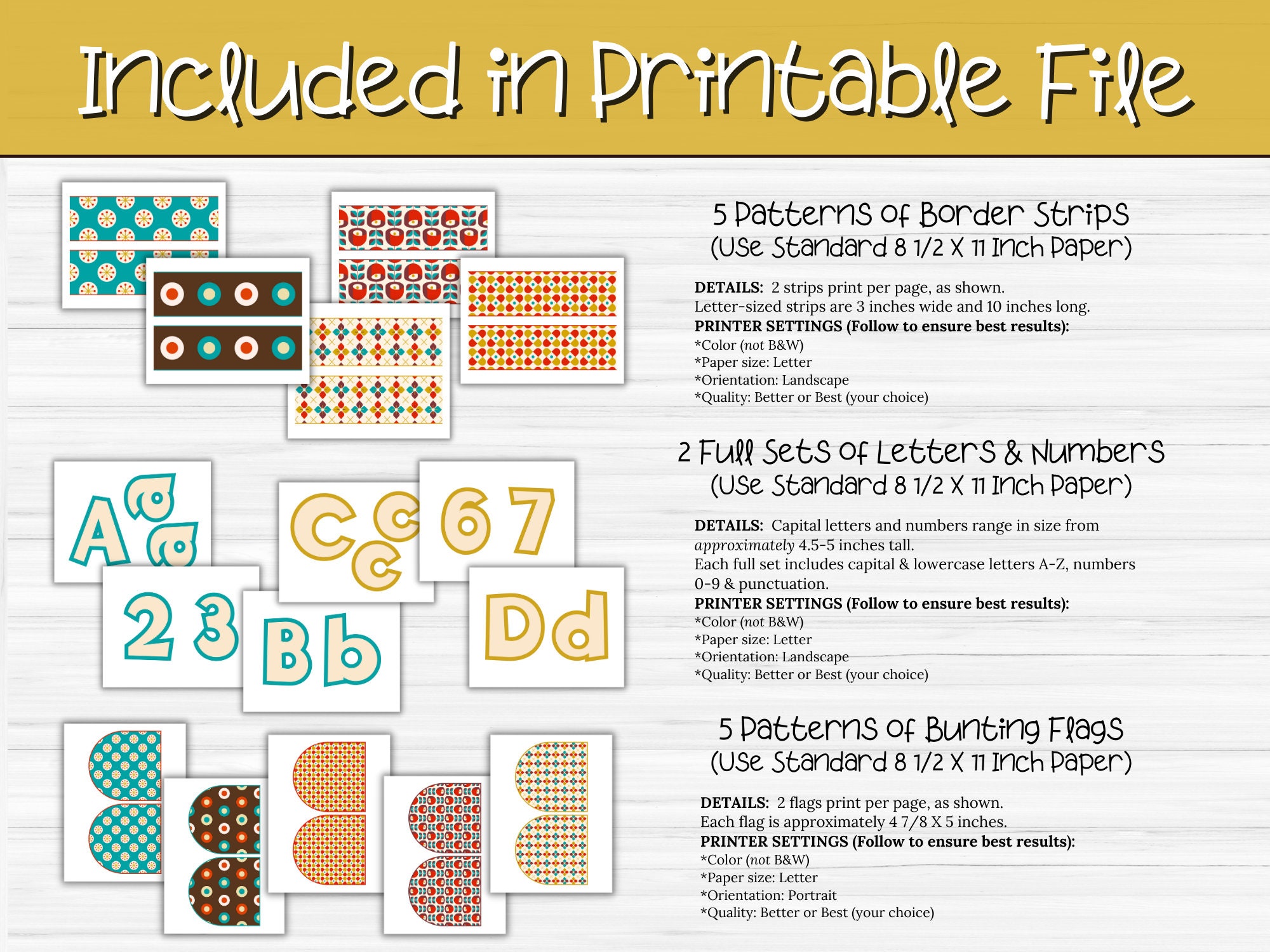 Mid-century Modern Bulletin Board Set Printable Mix and - Etsy